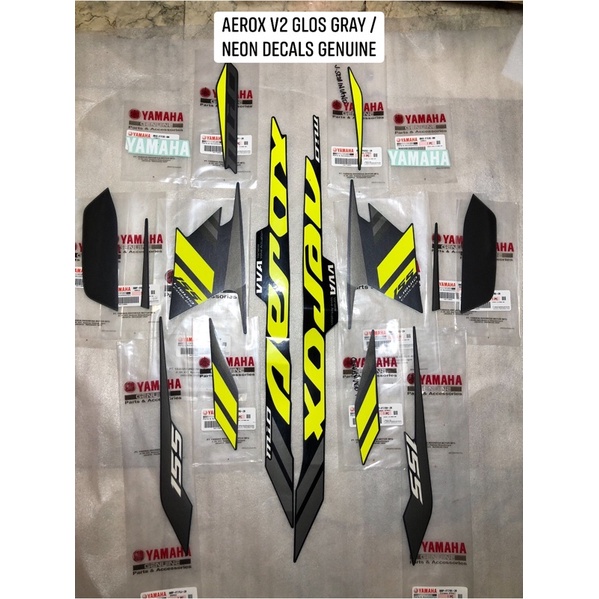 AEROX V2 GLOSSY GRAY / NEON DECALS by Paps Motosupply | Shopee Philippines