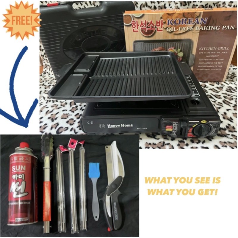 Korean Style Samgyupsal Set Portable Gas Stove With Hanaro Grill Pan ...