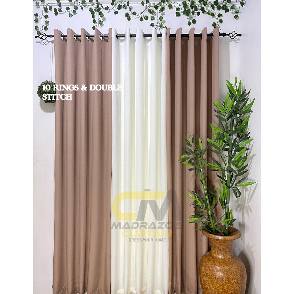 3IN1 Plain Curtain - 10RINGS / 5FT to 8FT | Shopee Philippines