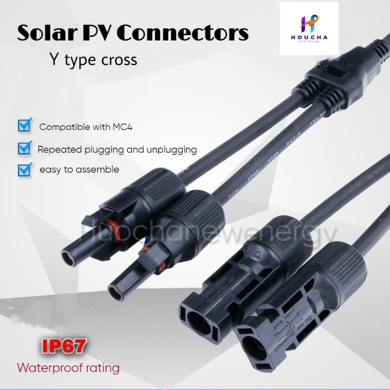 Cable Connector MC4 Branch Y3 Adapter Connectors M/M/F and F/F/M For Solar Panels Cable ...