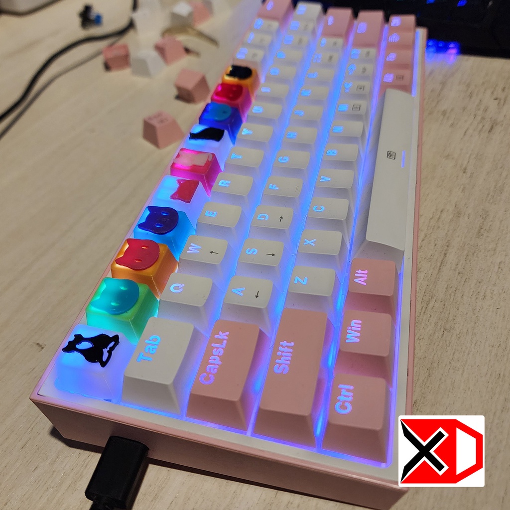 Cat Artisan Keycaps for mechanical keyboard - Cute Cat heart Peeking ...