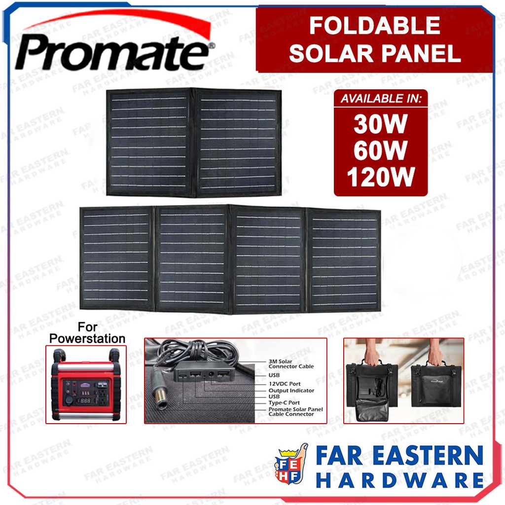 PROMATE Foldable Solar Panel Charger for Power Station 30W | 60W | 120W ...