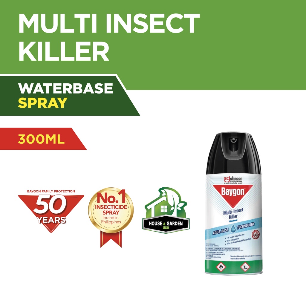 Baygon Multi Insect Killer Water-Based - 300 ml | Shopee Philippines