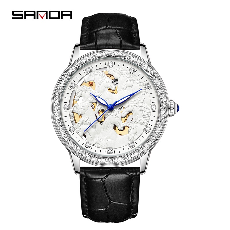 Sanda Premium Commercial Leather Strap Horse Totem Waterproof Luxury ...