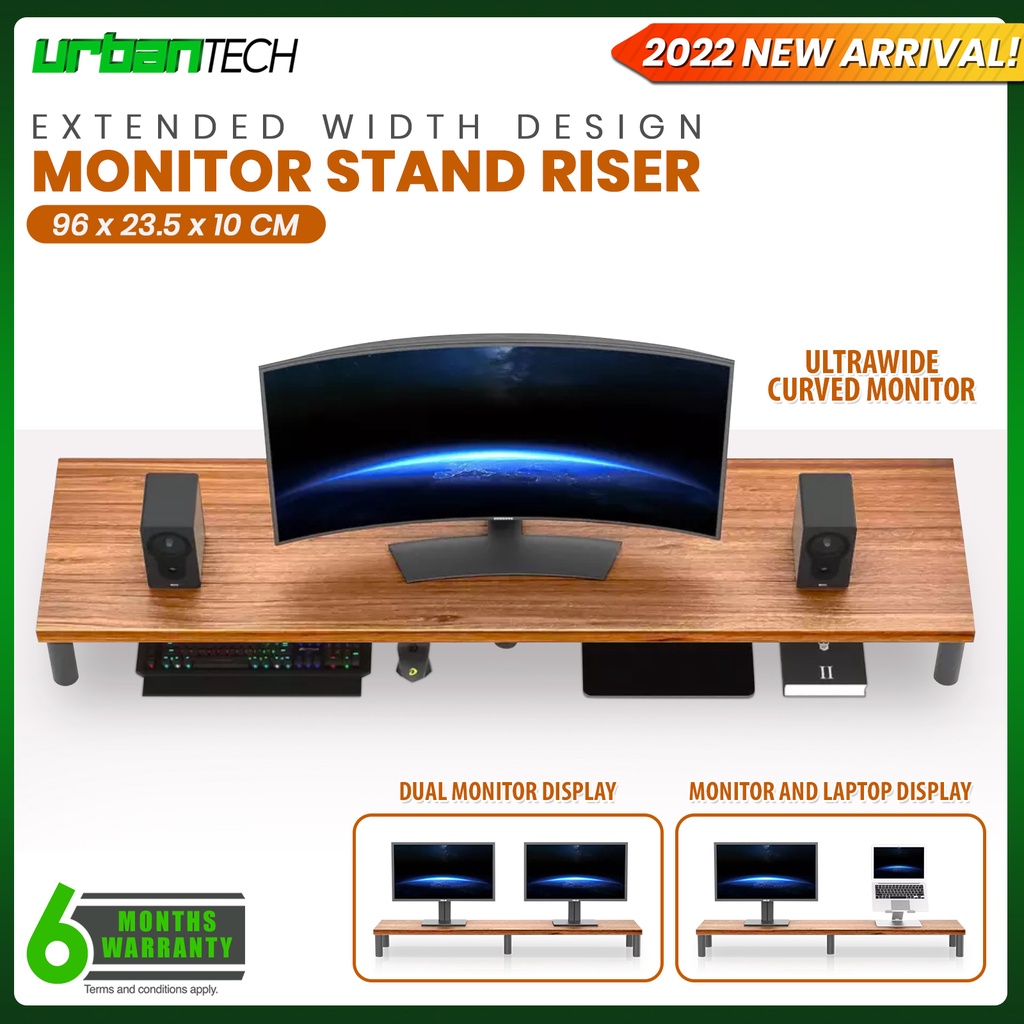 Universal Wooden Monitor Stand Extended Width Monitor Riser Laptop ...