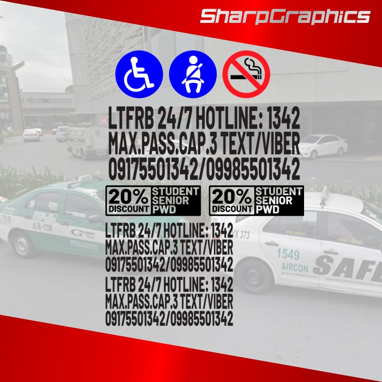 LTFRB TAXI Set Sign Sticker Decal | Shopee Philippines