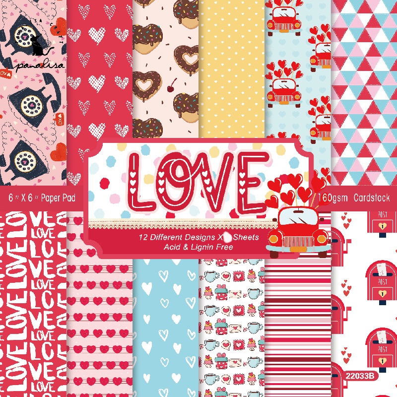 Paper Pack 6"x6" Love 12 sheet Art Background Paper Card Making DIY ...