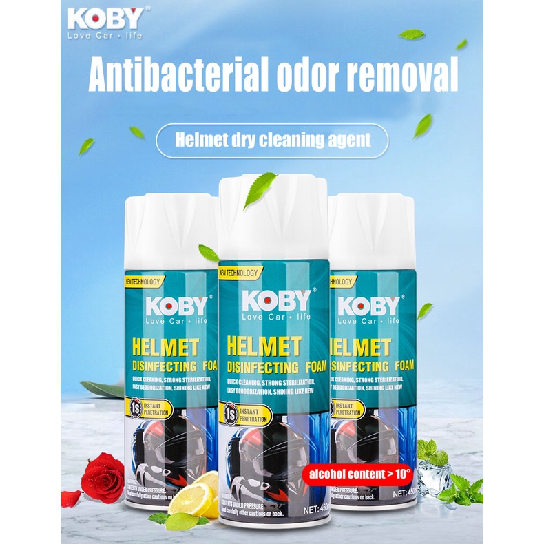 Koby Helmet Disinfecting Foam Spray 450ml Anti Rain Clean Anti Fog ...