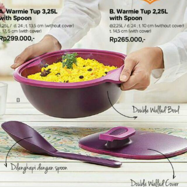 2.24L Warmie Tupp Food warmer insulated Food server with spoon ...