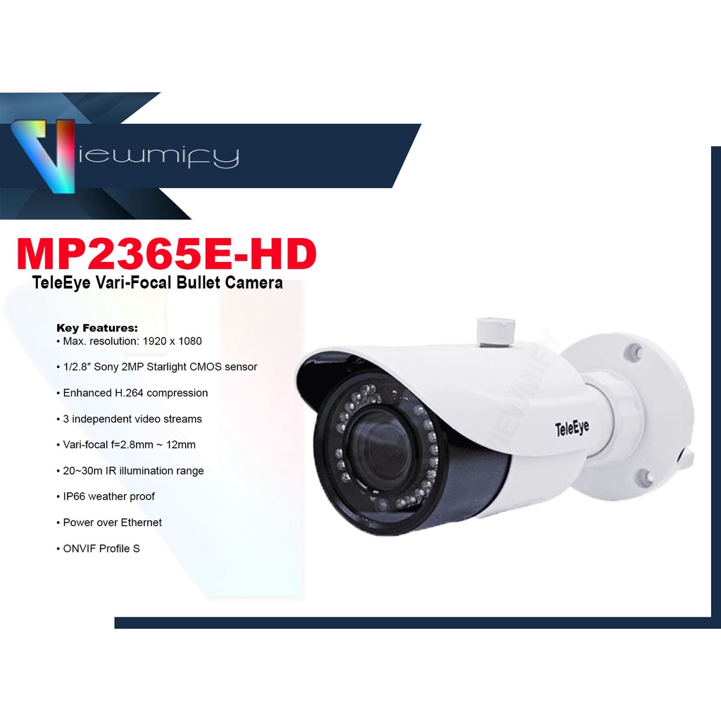 TeleEye MP2365E-HD 2MP Vari-Focal Bullet Camera | Shopee Philippines