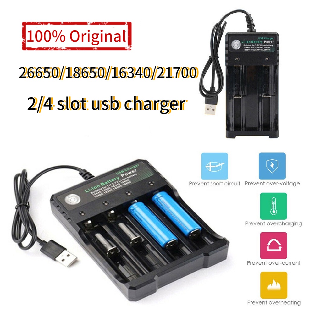 26650/18650/16340/21700 Rechargeable Battery USB Universal Li-ion ...