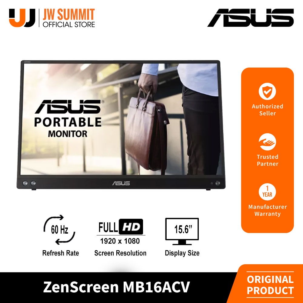 Asus ZenScreen MB16ACV 15.6" Full HD IPS Technology 5ms 60Hz Blue Light Filter Portable USB ...