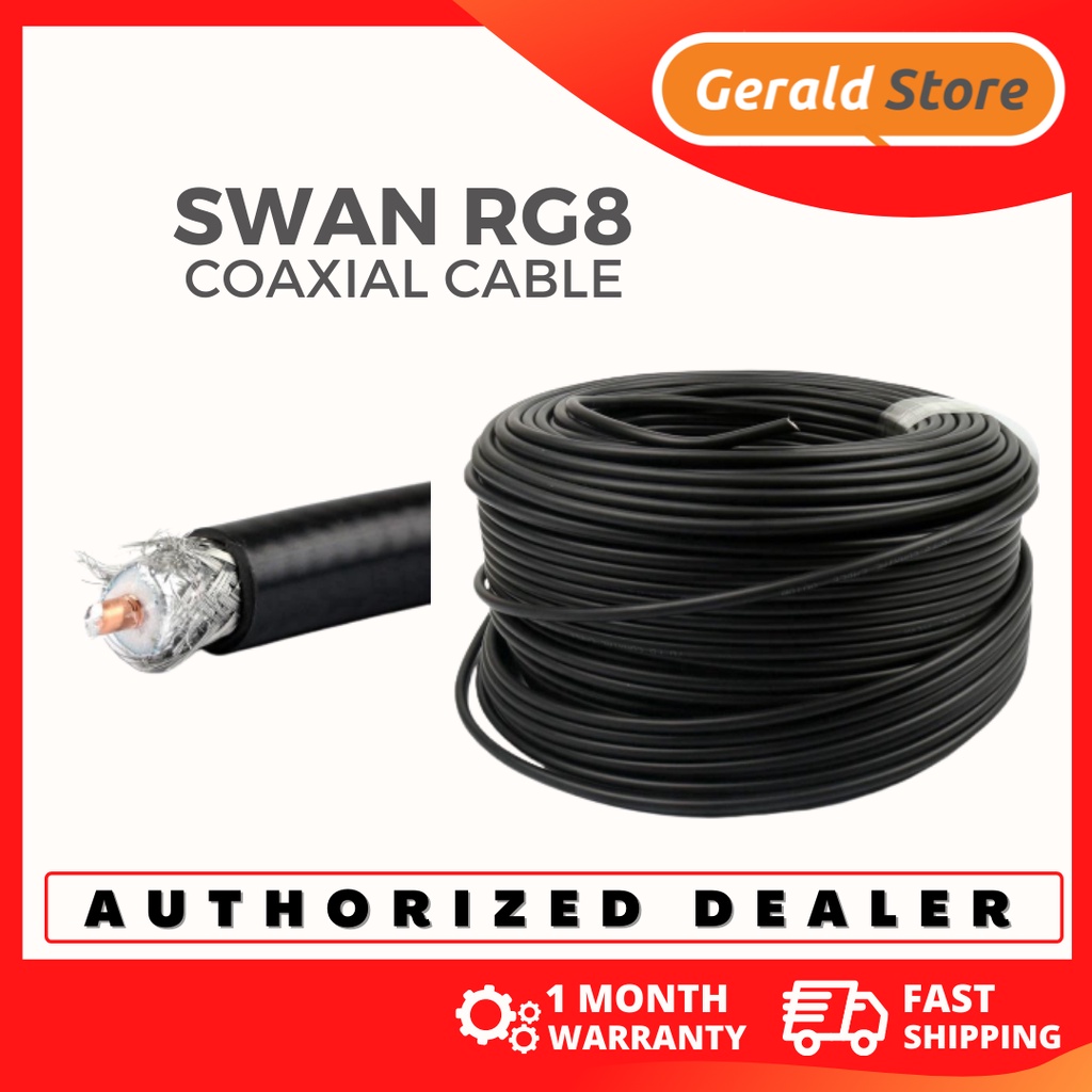 Swan RG8 Coaxial Cable 10 Meters / 33 Feet Made in Japan 50 ohms for ...