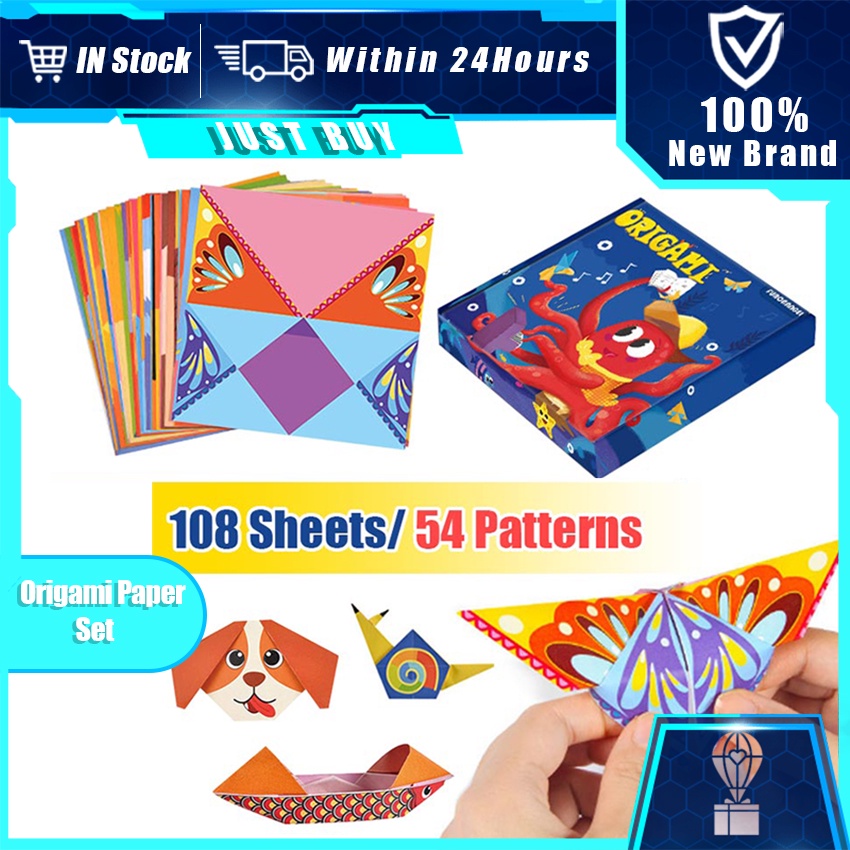 Kindergarten Origami Paper Kit with 54 Pattern 108Pcs Paper 6.3*6.5*0 ...