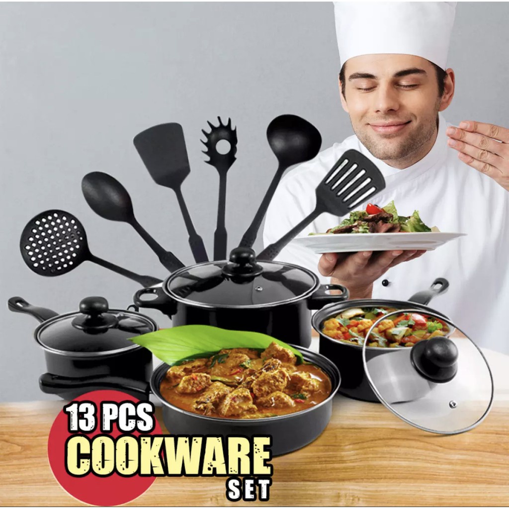 13 Pcs Cooking Set Cookware Set Non Sticky Pan and Casserole with ...
