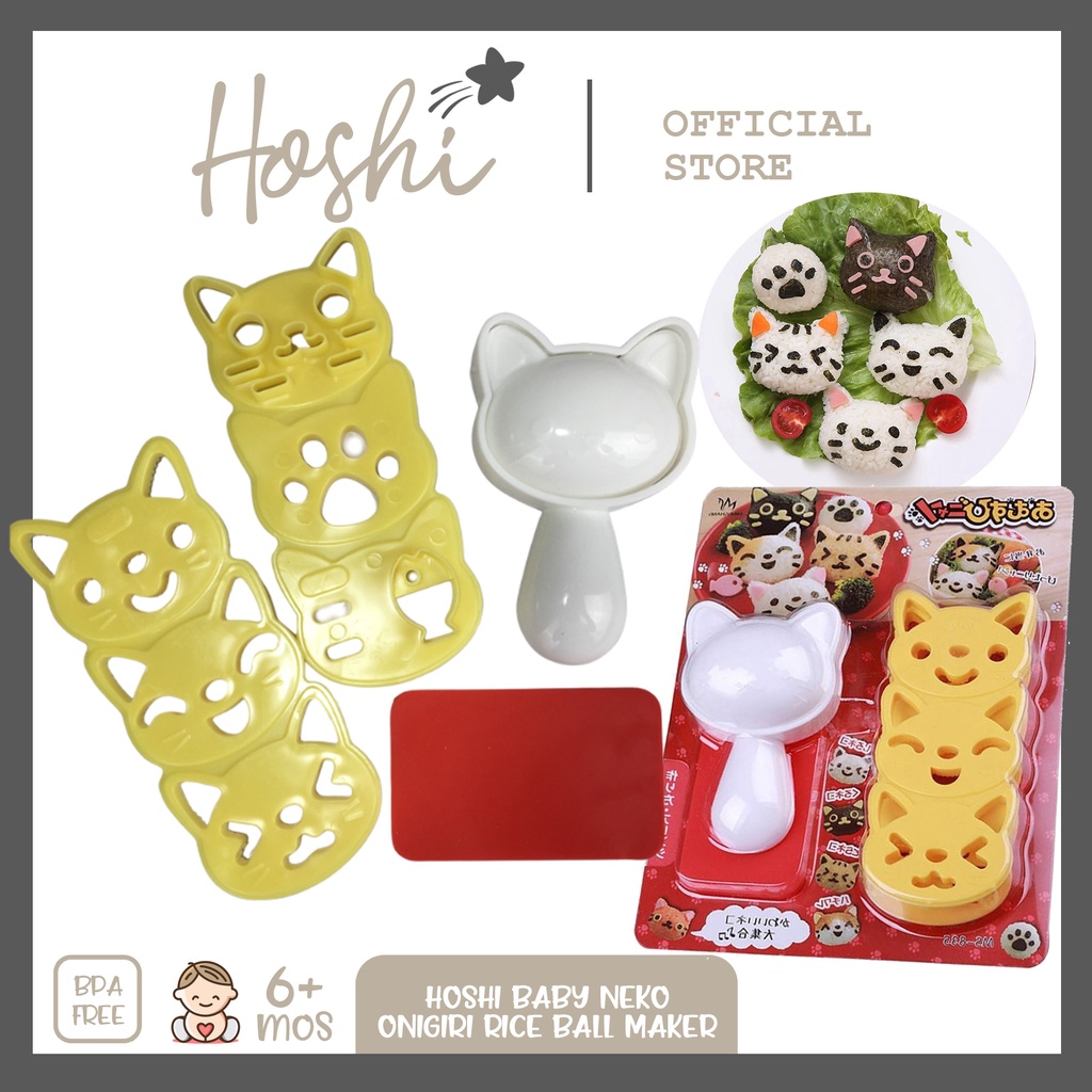 Hoshi Baby Neko Cat Onigiri Rice Ball & Nori Seaweed Press Cutter ...