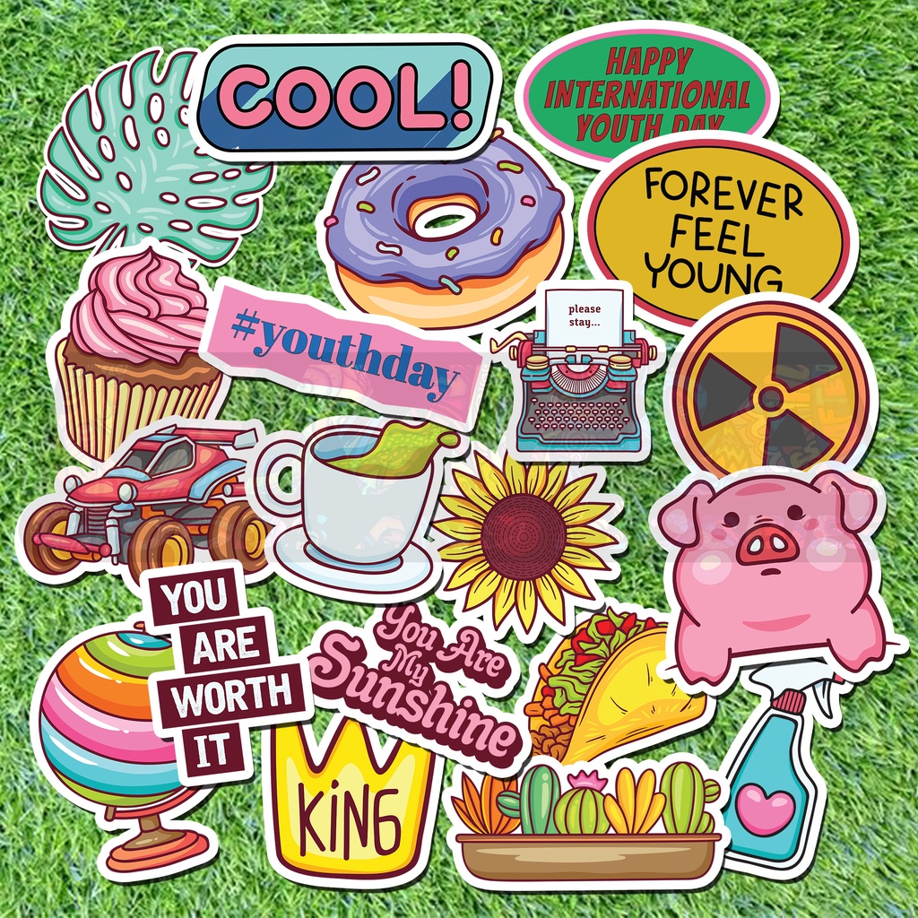 Laminated Laptop Stickers - Cute Cartoon Aesthetic decal for computer ...