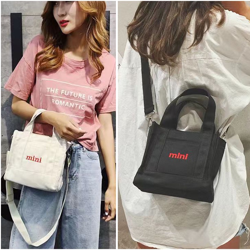 Korean Mini Canvas Bag for Women Crossbody Bag Small Handbag Messenger ...