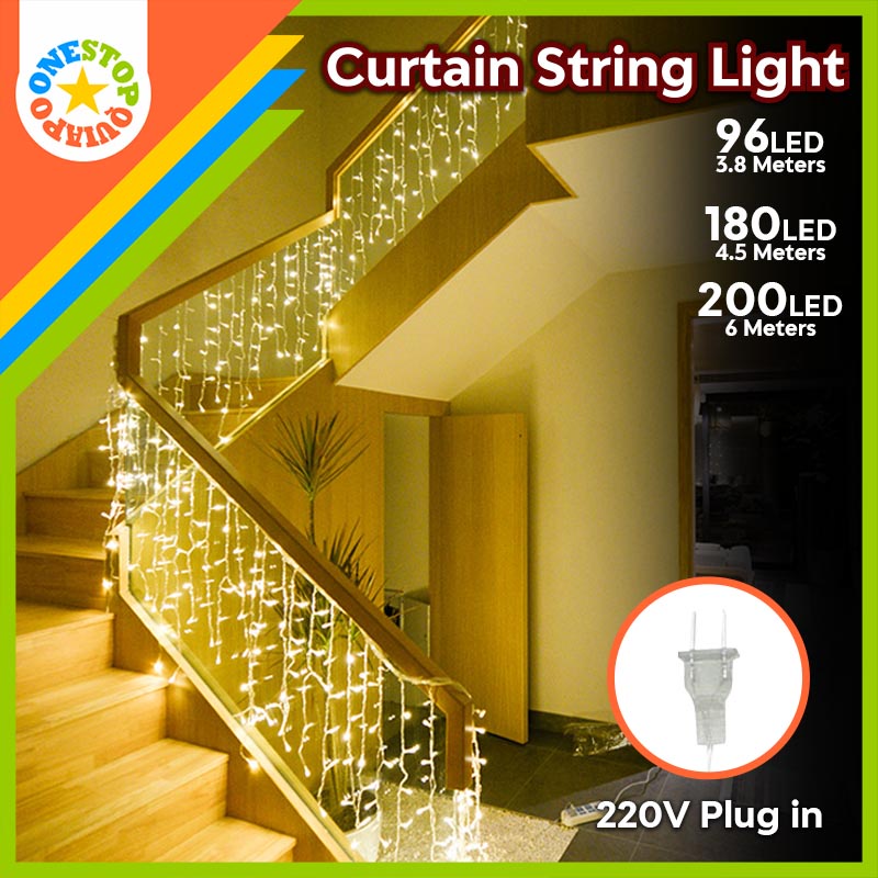 OSQ 96/180/200 LED AC220v Christmas Fairy String Light Curtain Light ...