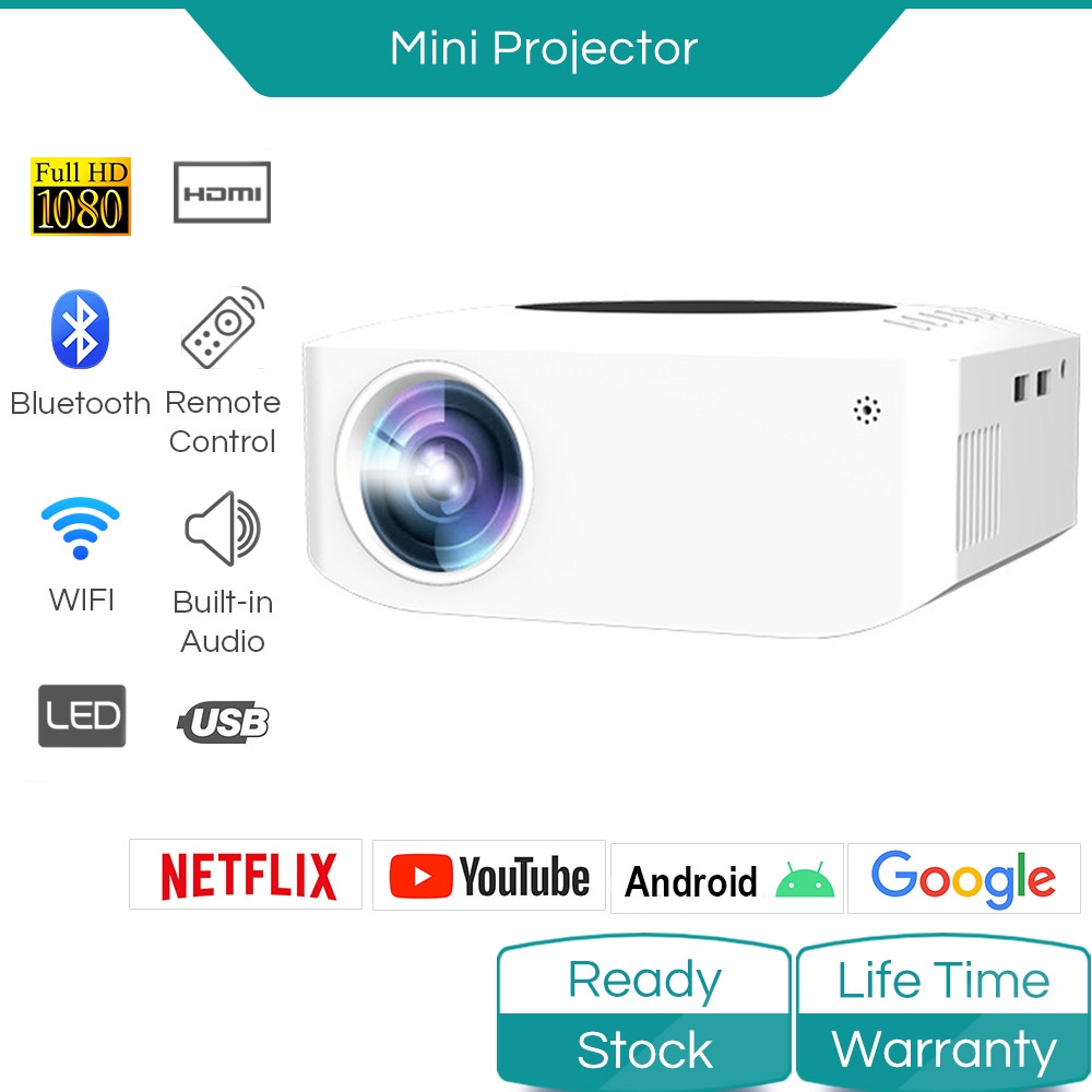 Mini Projector with WiFi and Bluetooth Android 1080P Supported for ...