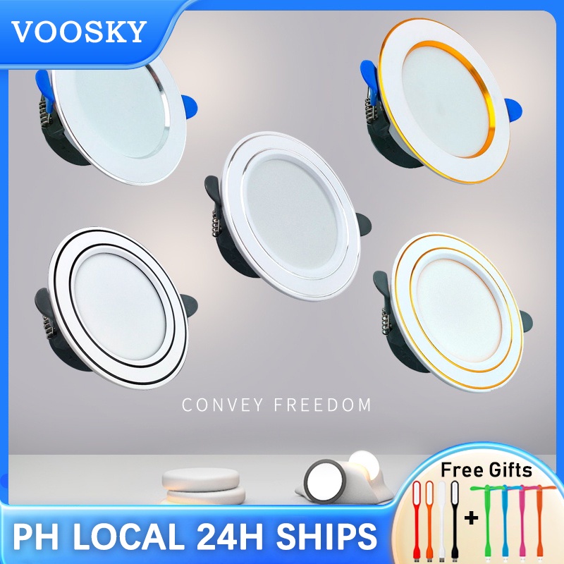 3 Color LED Downlight Recessed Pin Lights Panel Ceiling Light | Shopee ...