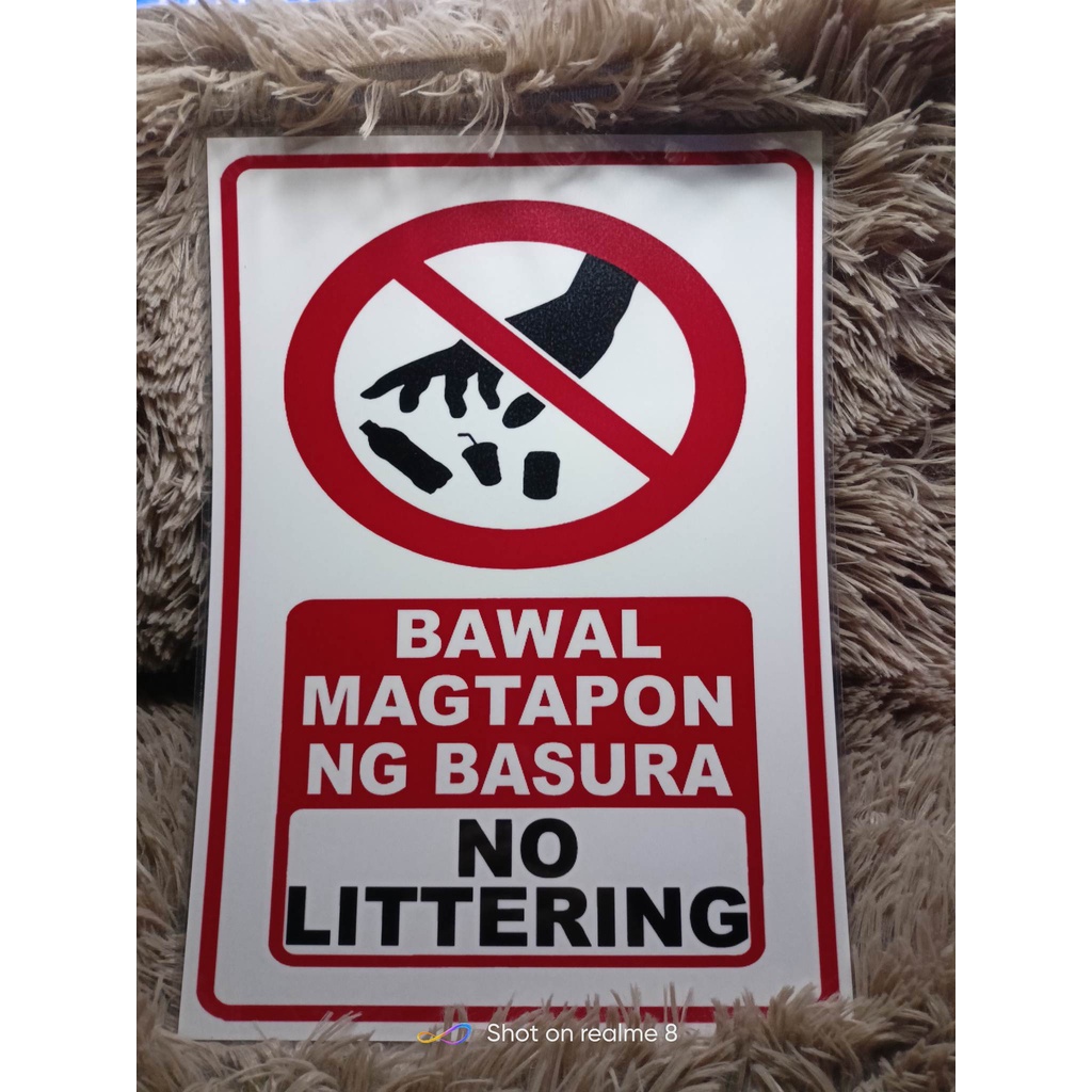 BAWAL MAGTAPON NG BASURA SIGNAGE LMAINATE A4 SIZE | Shopee Philippines