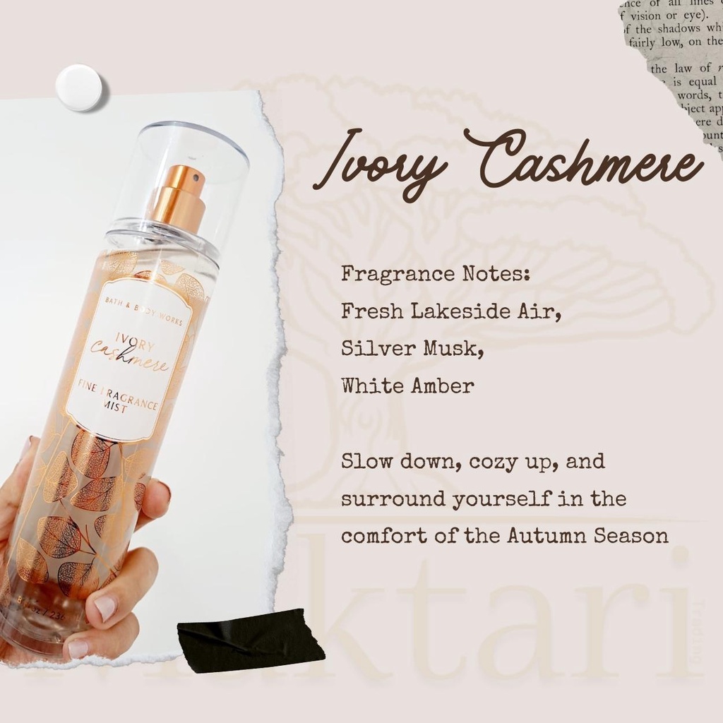Bath & Body Works - Fragrance Mist - Ivory Cashmere - 236mL | Shopee ...