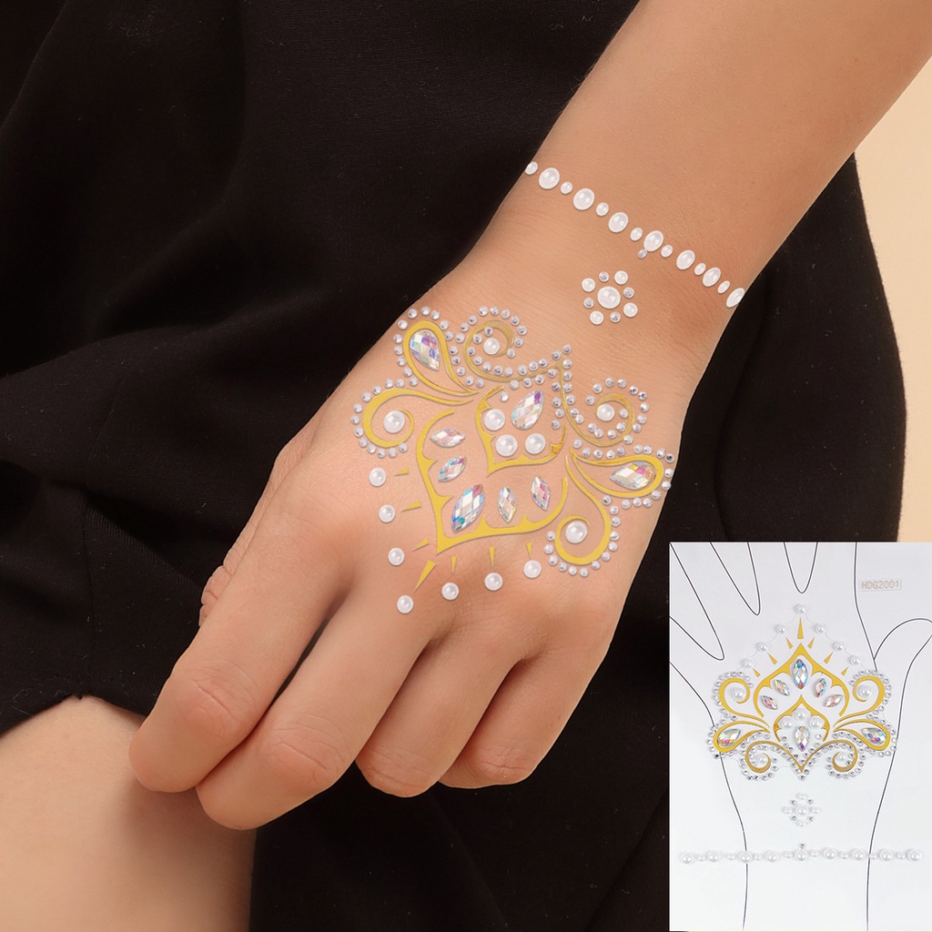 1 Pc Henna Style Hand Gem Sticker High Quality Rhinestone Jewelry ...