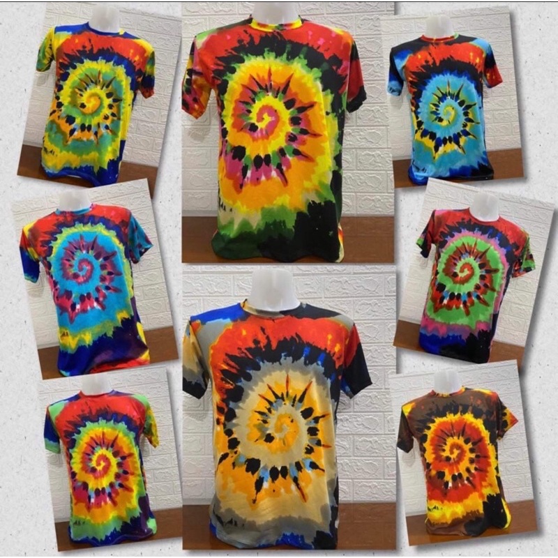 TIE DYE TSHIRT ASSORTED COLOR SUMMER SUIT (FREE LARGE ) | Shopee ...
