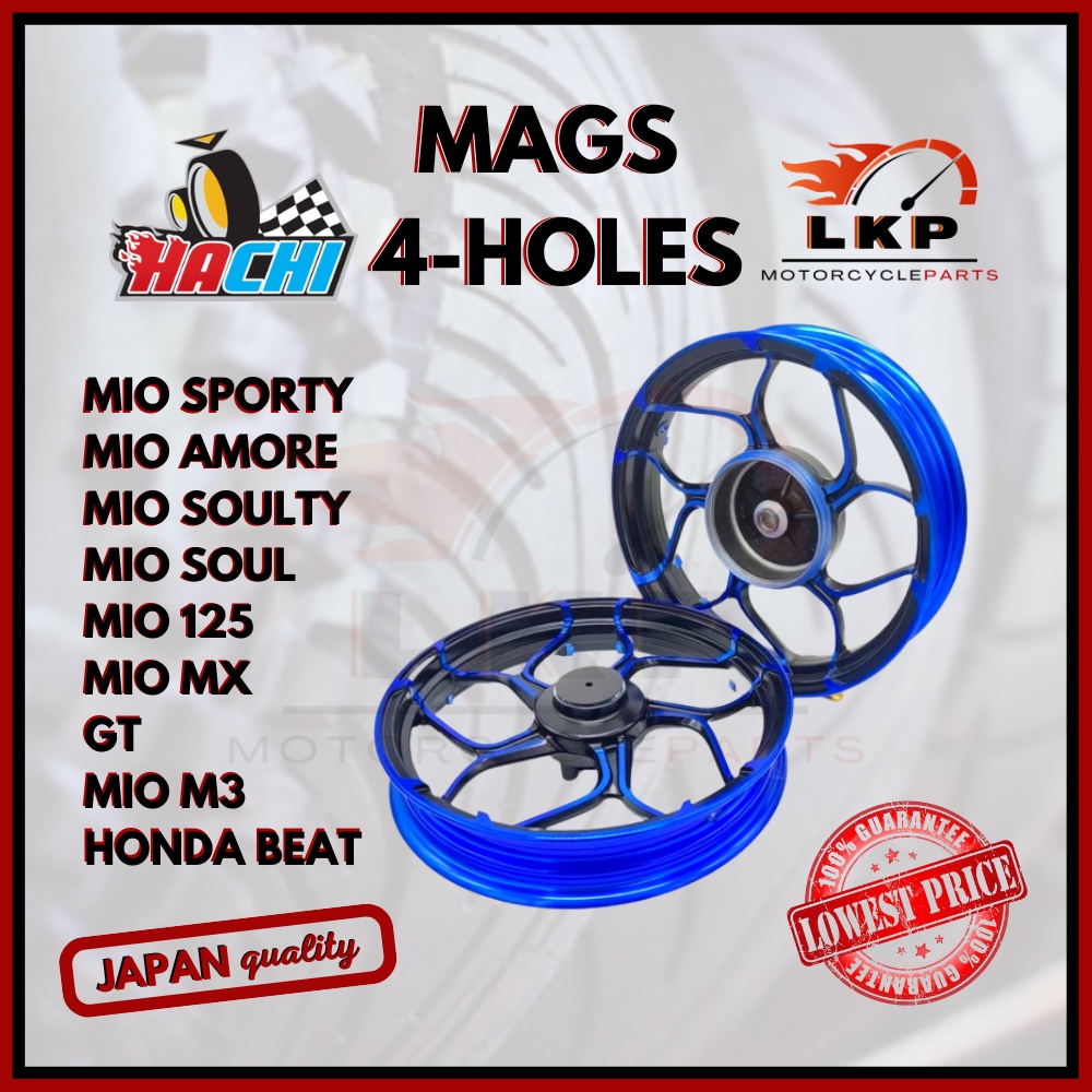 HACHI MOTORCYCLE MAGS MIO 4HOLES FR:2.15X14 RR:2.50X14 MIO SPORTY AMORE / SOULTY/ SOUL/MIO 125 ...