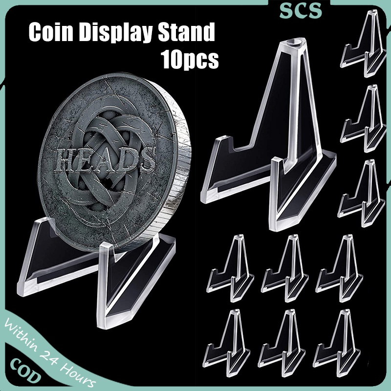 10pcs Acrylic Display Stands Clear Mini Coin Display Easel Holder ...