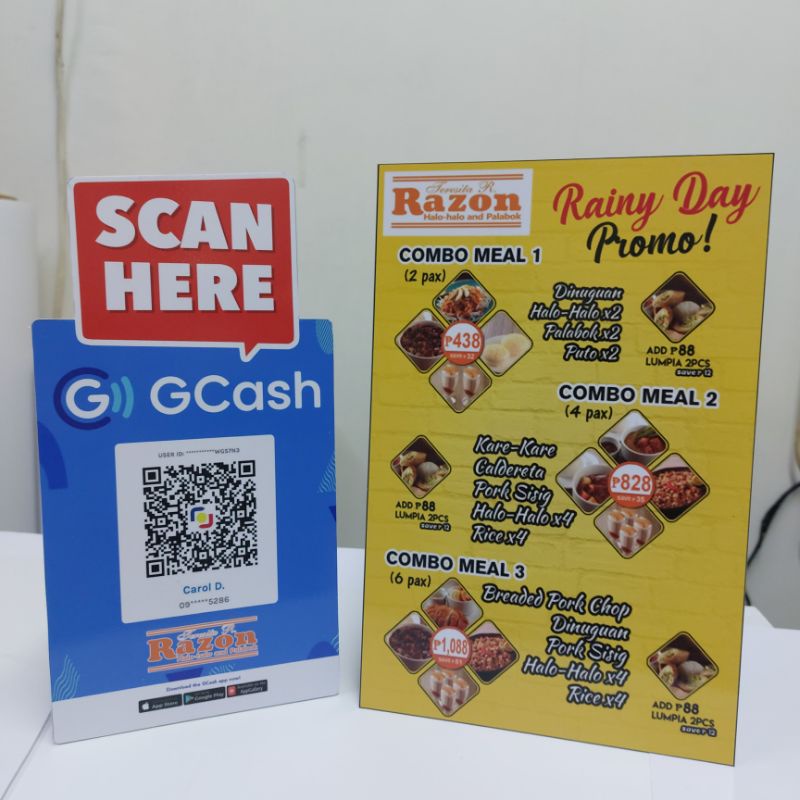 A5 A4 GCash Board Stand and Menu board on Sintra with stand Mimaki ...