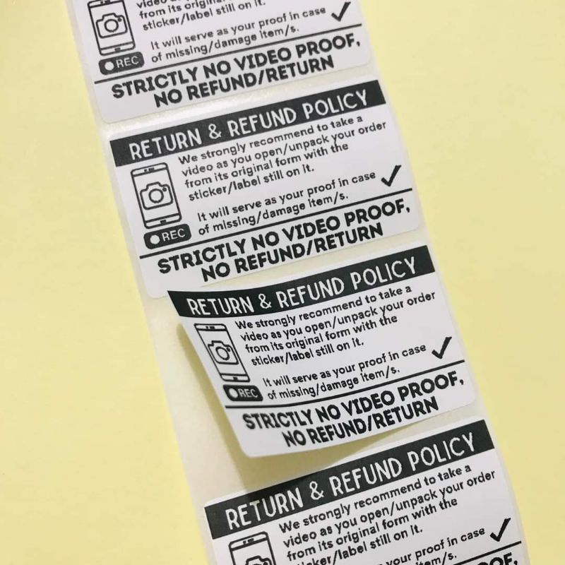 NO VIDEO NO RETURN NO REFUND STICKERS | Shopee Philippines