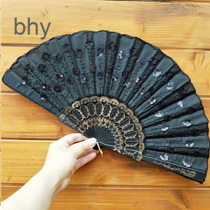 bhy Chinese Modern Weeding Dancing Blink Flower Hand Fan Blink Flowers ...
