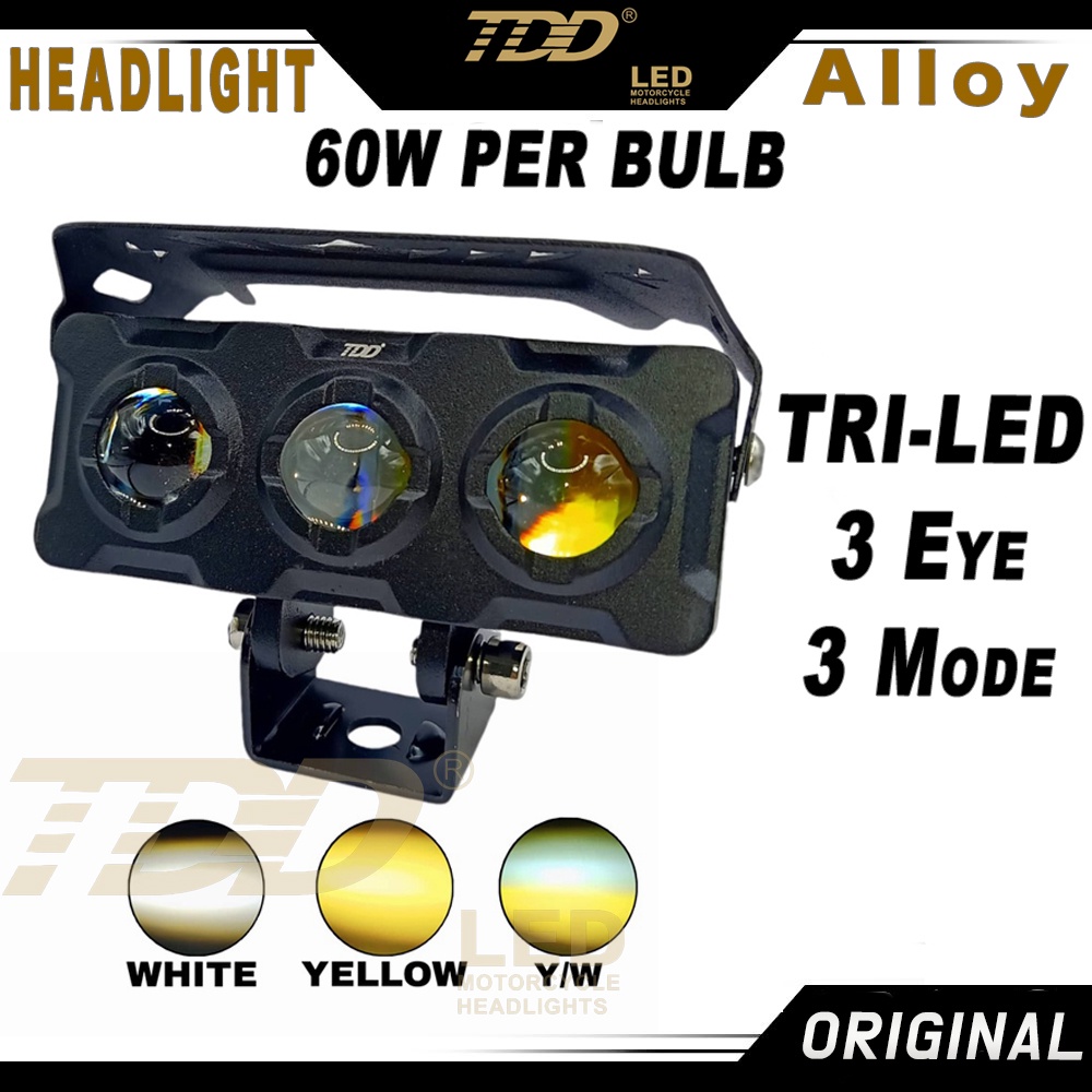 TDD Tri Led Motorcycle Head Light (60W) Alloy material Dust-proof AND ...