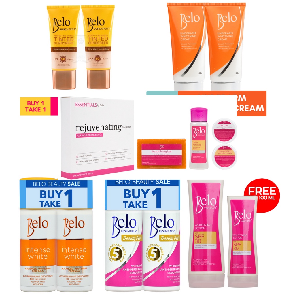 BUY 1 TAKE 1 BELO Essentials Lotion, Tinted Sunscreen, Underarm Cream ...