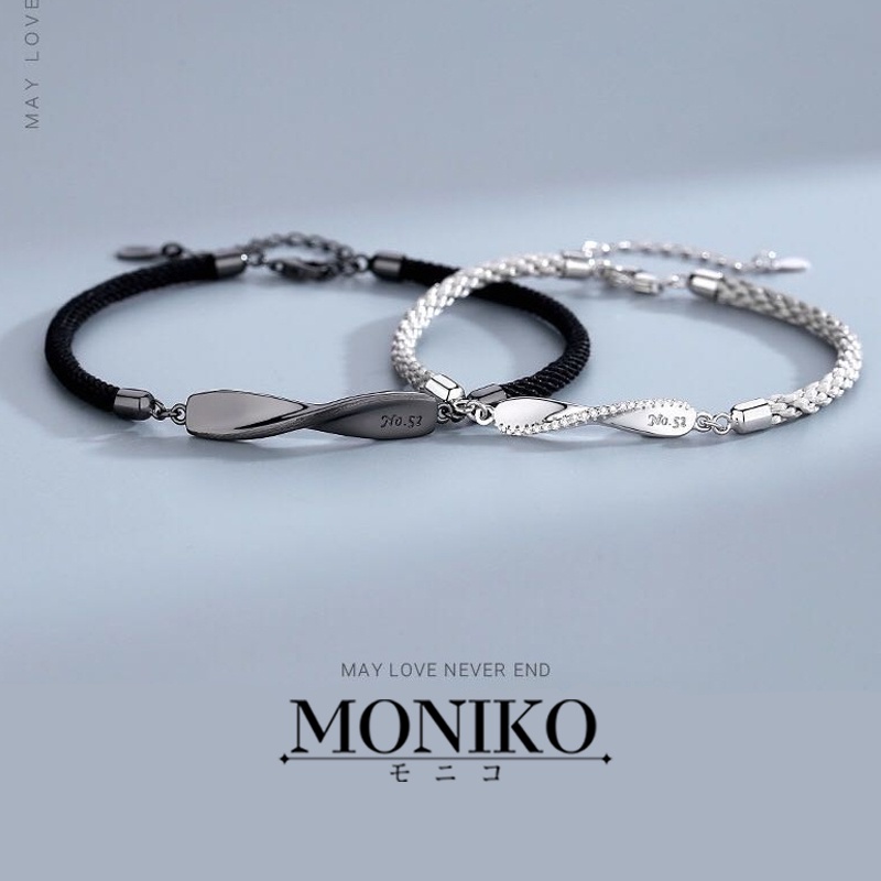 MONIKO Original Design Couple Bracelet Mobius Strip Black & White 925 ...