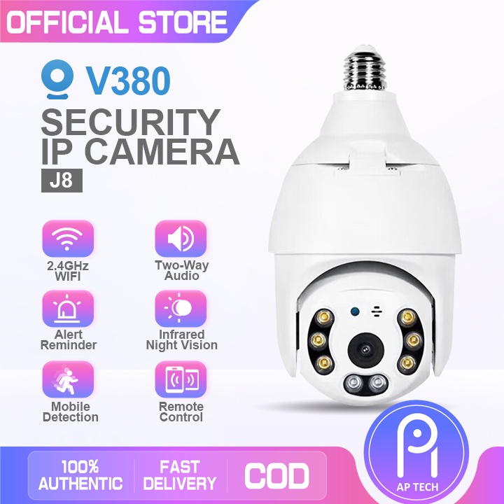 V380 Pro J8 indoor 360 ° light bulb wireless wifi remote viewing IP security camera | Shopee ...