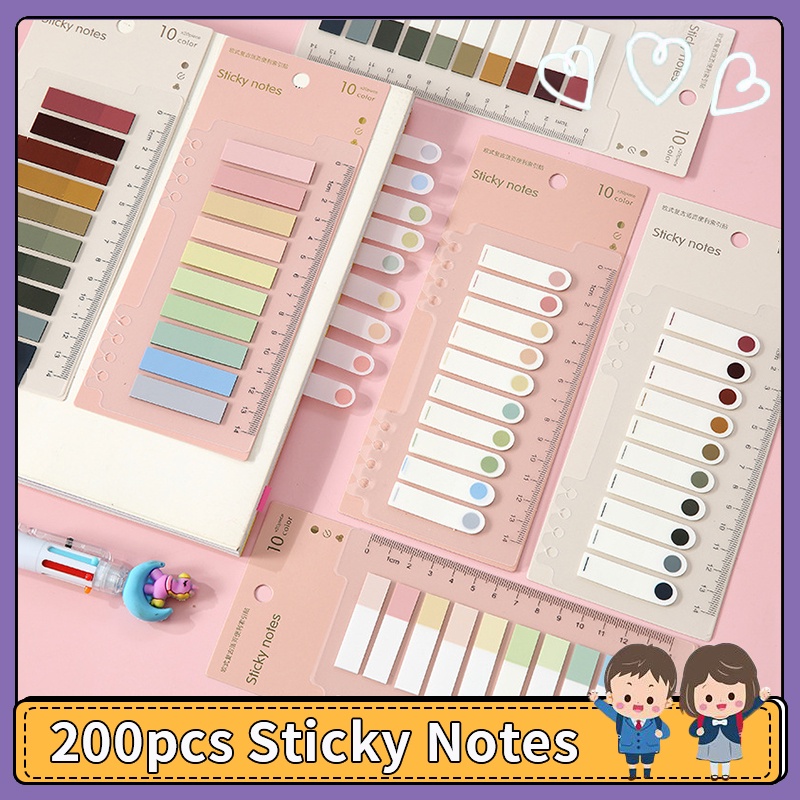 200pcs Sticky Notes Colorful Memo Pad Lable Sticker Bookmarks Notepad ...