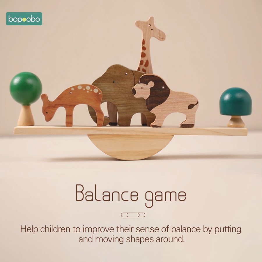 1Set Early Childhood Wooden Aducational Toys Wooden Toy Animal balance ...