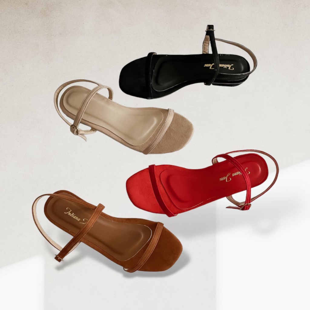 FARAH Suede Slim Strap 1" Block Heels Sandals | Shopee Philippines