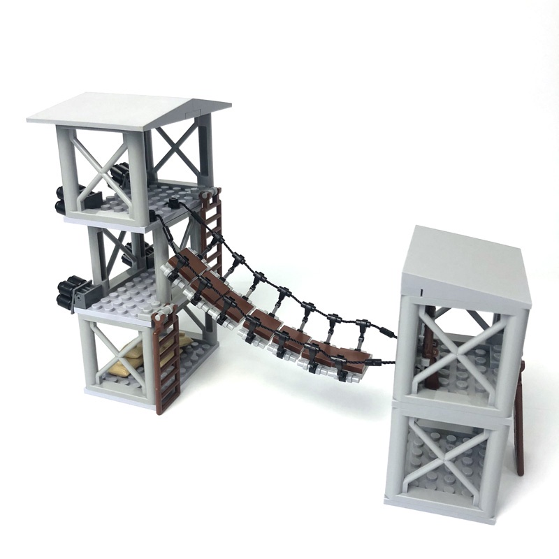 2 color Suspension bridge Single drawbridge Sentry post Building Block ...