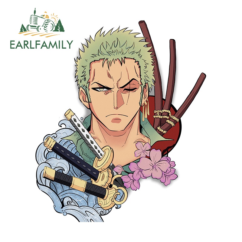 EARLFAMILY 13cm X 11cm Roronoa Zoro Anime Car Decal Vinyl One Piece ...