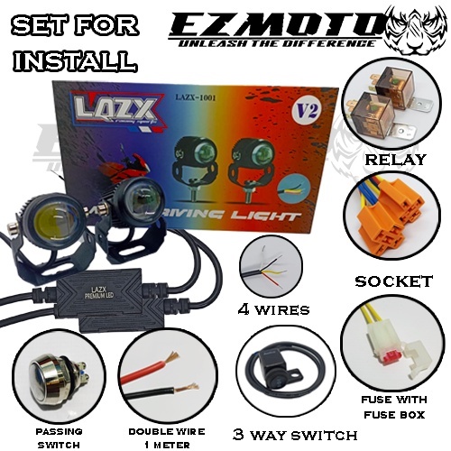 Mini Driving Light V2 LAZX 4 wires (Available on SET) | Shopee Philippines
