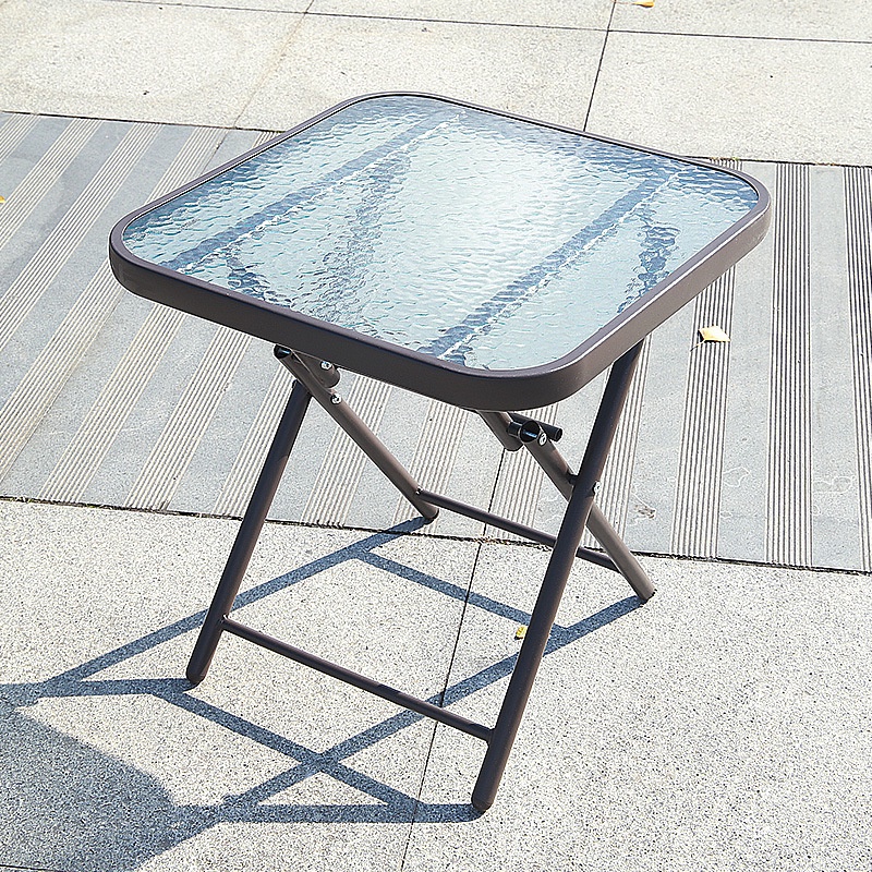 Sanxun Outdoor Folding Table Glass Coffee Round Square Garden Dining ...