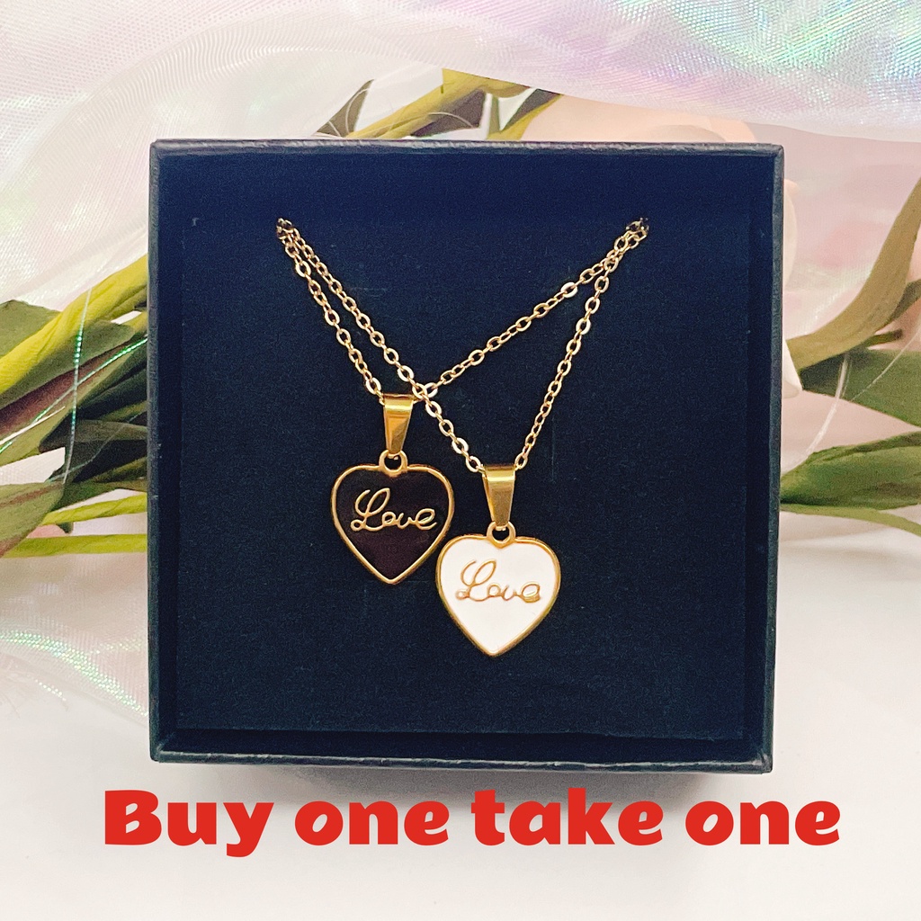 [BY]Buy One Take One Stainless Steel Heart/Love Couple Necklace For ...