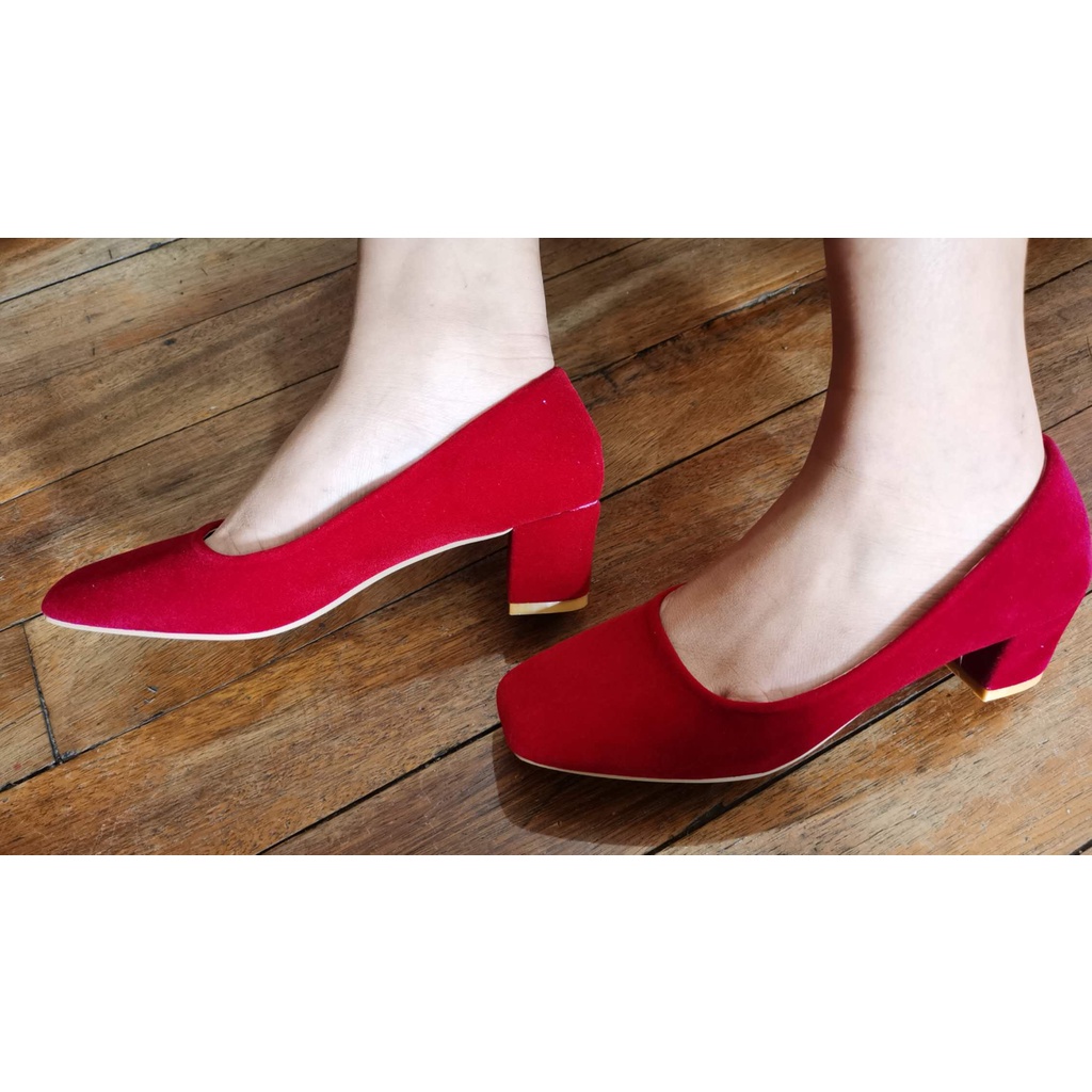 NOBLESSE Korean straight Toe Black Office Work Block Chunky Heels Shoes ...