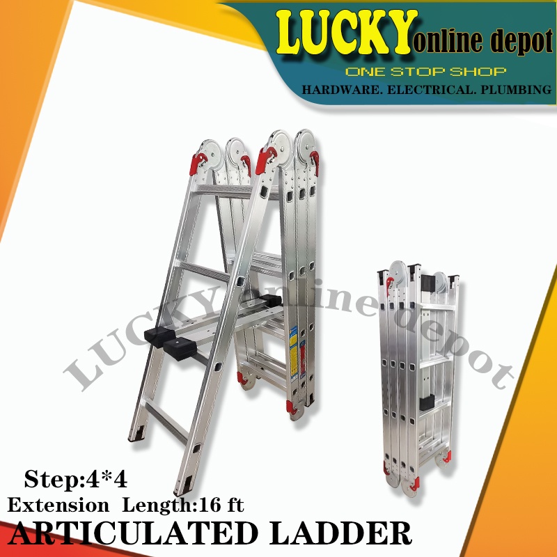 GOLDEN DRAGON ALUMINUM ARTICULATED LADDER (16 STEP = 4*4 ) | Shopee ...
