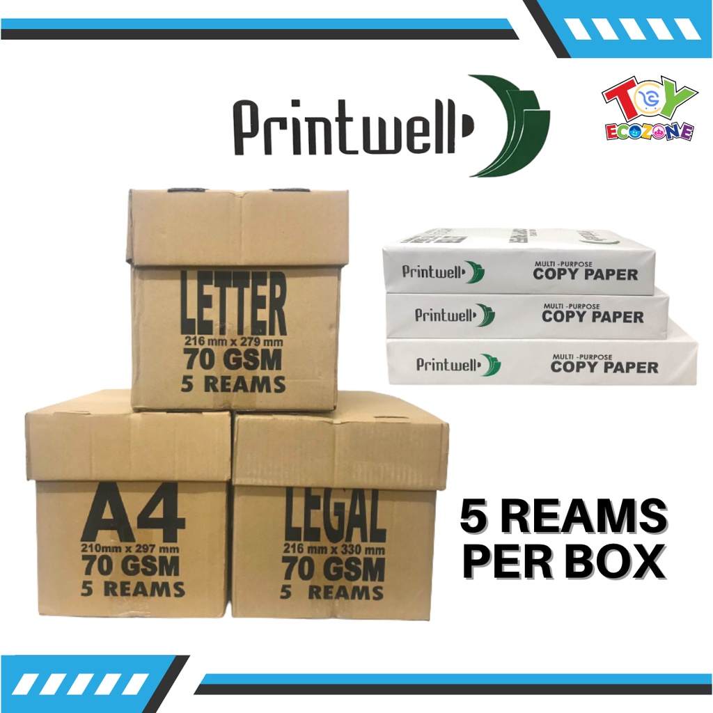 HARD PAPER Printwell Multi-purpose Copy Paper A4 Size 5REAMS/BOX Bond ...