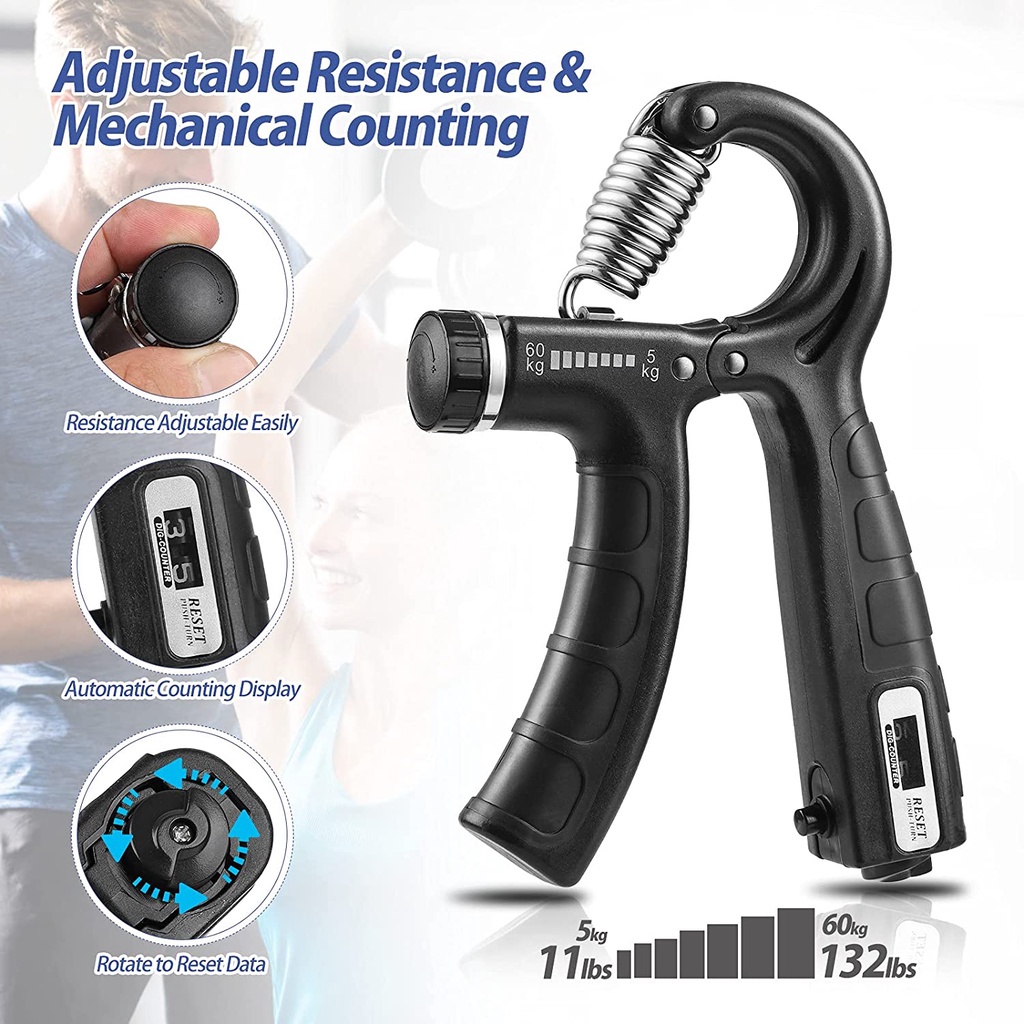 Gripper R-Shape Adjustable Countable hand Grip Strength Exercise ...